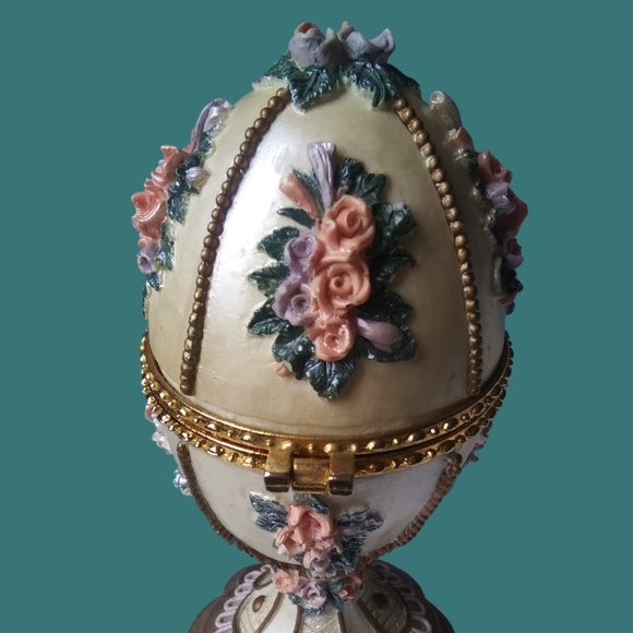 Other | Vintage Trinket Egg Shaped Floral Music Box | Poshmark